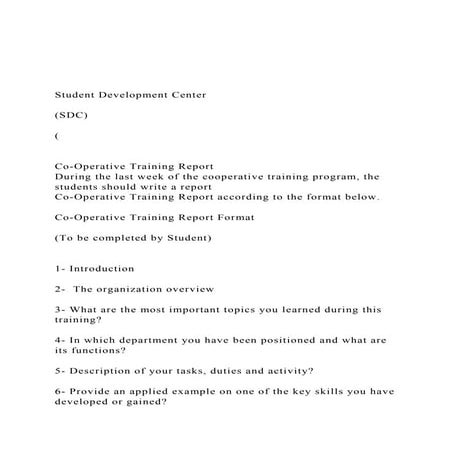 Student Development Center (SDC) ( Co-Operati.docx