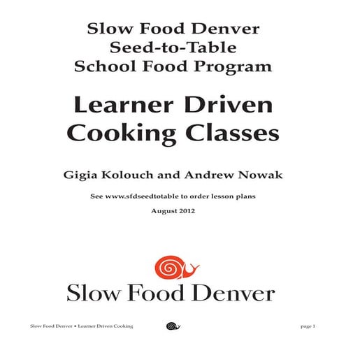 Cooking with Kids: Student Driven - presentation | PDF