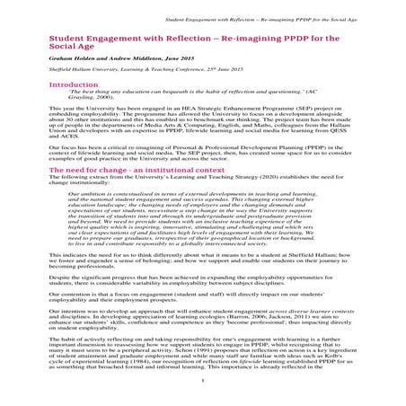 Student engagement with reflection - handout | PDF | Undergraduate ...