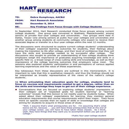 Key Findings from Focus Groups with College Students | PDF