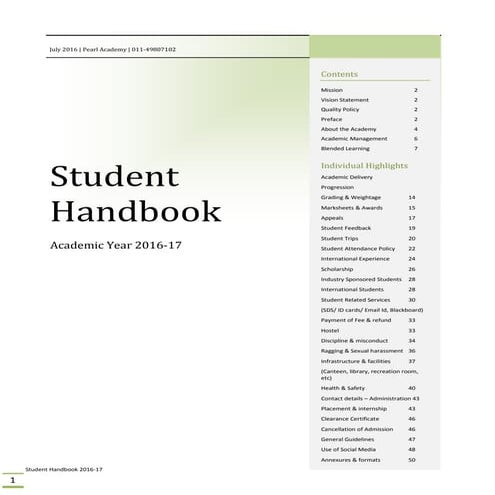 Student handbook 2016 | PDF