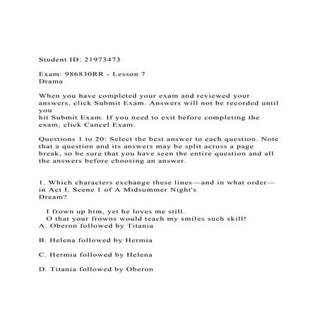 Student ID 21973473 Exam 986830RR - Lesson 7 Drama .docx