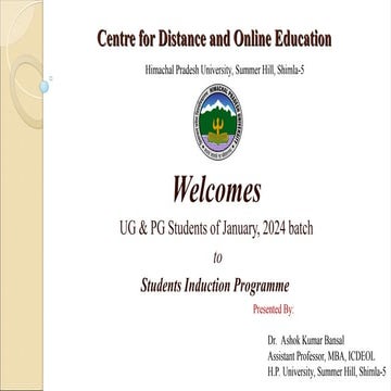 Student Induction presentation of ICDEOL, HPU Shimla | PPT