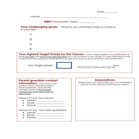 Student Information Sheet - Day One Activity Activity Sheet Mr Woods | DOCX