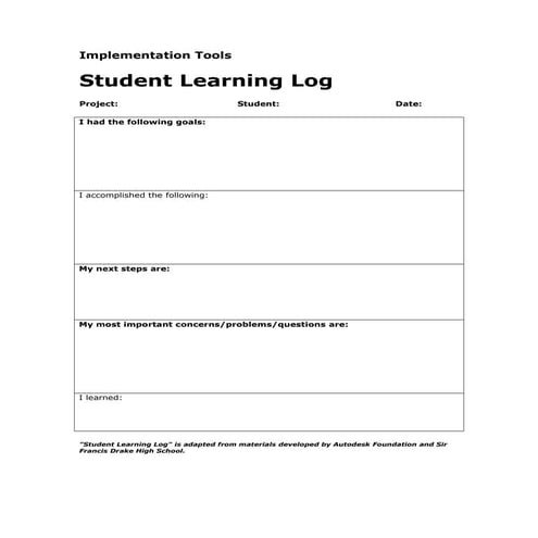 Student learning log | PDF
