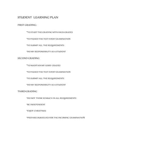 Student learning plan