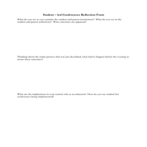 Student led conferences reflection form | PDF