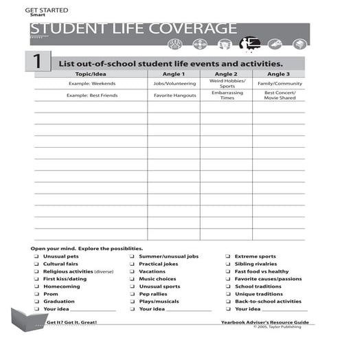 Student Life Coverage Yearbook Ideas | PDF