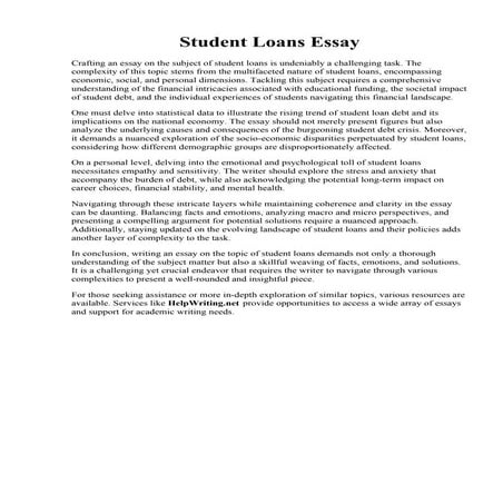 Student Loans Essay | PDF | Cruises | Travel Type