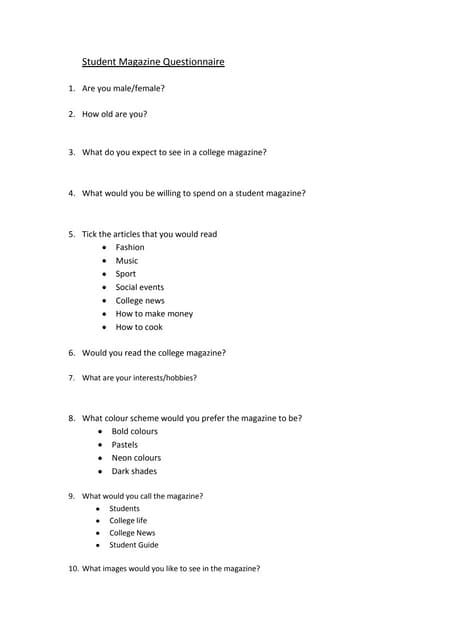 Media magazine survey | DOC