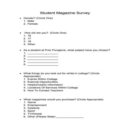 Student Magazine Survey | PDF