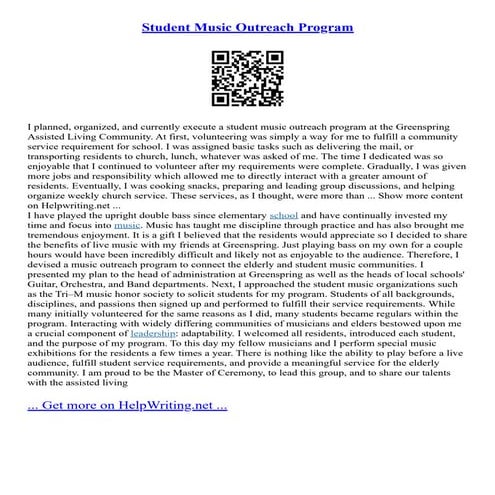 Student Music Outreach Program | PDF