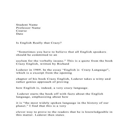 Student Name Professor Name Course Date Is Englis.docx
