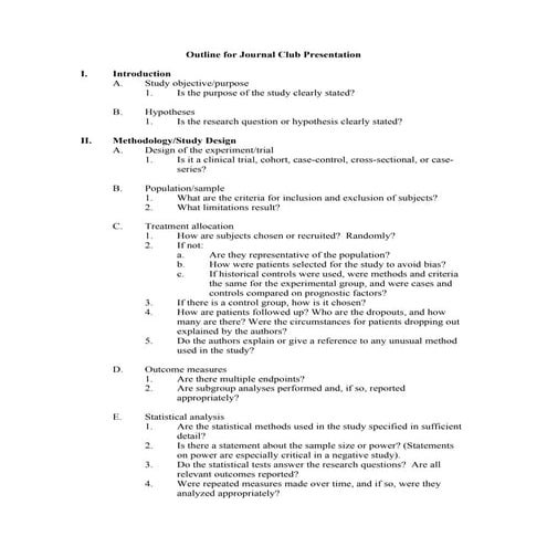 Student outline for journal club | PDF