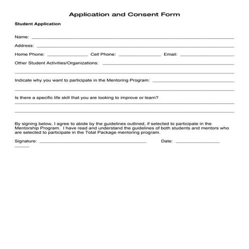 Student Parent Application And Consent | DOC