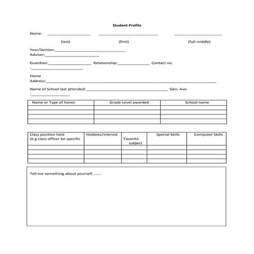Student profile | DOCX | Education