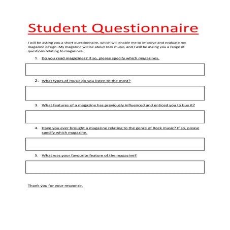 Student questionnaire | PDF