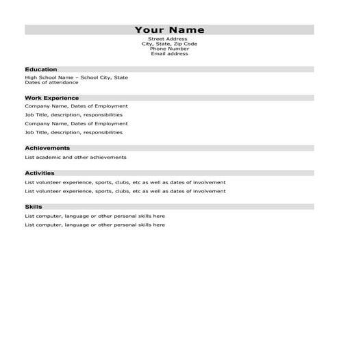 Student resume template | DOC