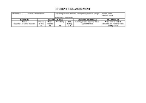Risk assessment form | PPT