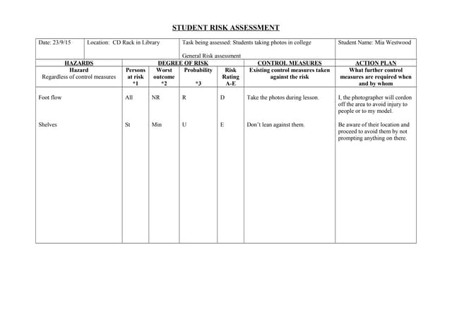 Student risk assessment | DOC