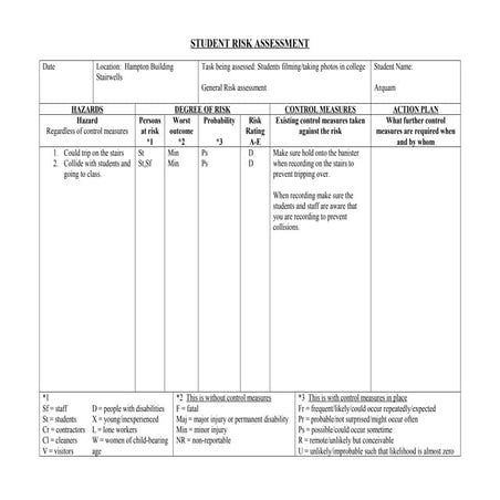 Student risk assessment.doc stairs | DOC