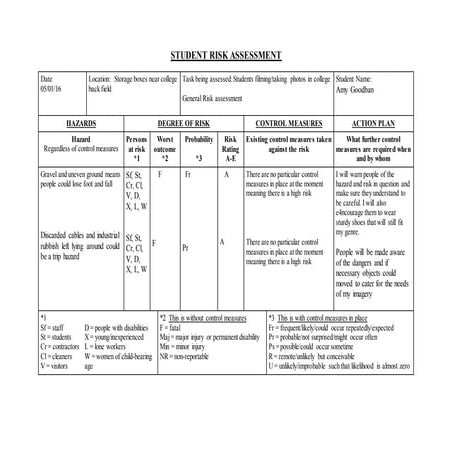 Student risk assessment | DOCX