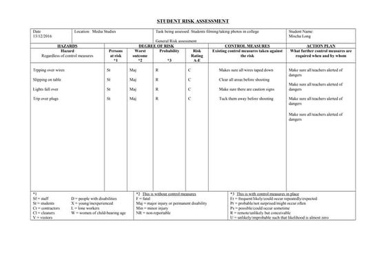 Preliminary Risk Assessment 1 | PPT