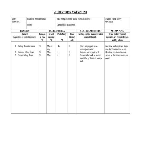 Student risk assessment- theatre | DOC