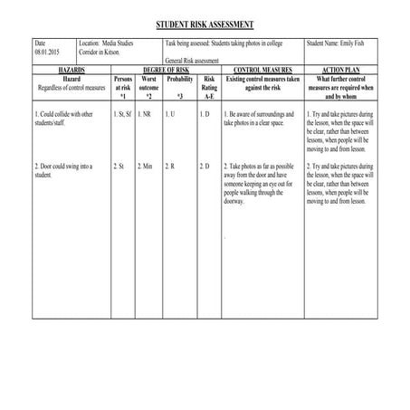 Student risk assessment 3 | PDF
