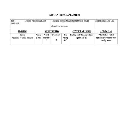Student risk assessment rail outside kitson doc | DOC