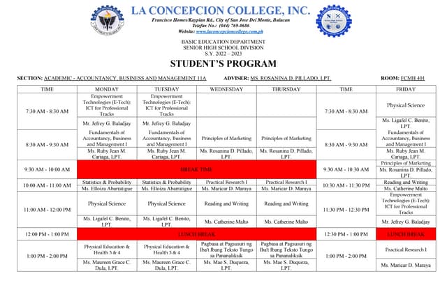 JHS Consolidated Class Program Sep. 2023 | PDF