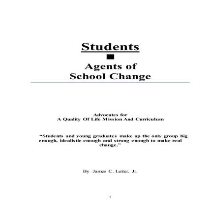 Students, Change Agents of Public Education - aug6-17 | PDF