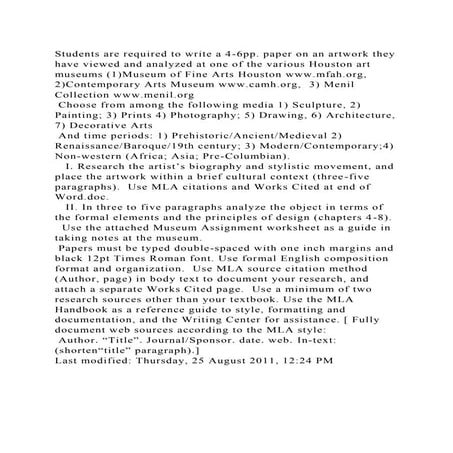 Complete and submit the Museum Assignment Worksheet.Take notes for.docx