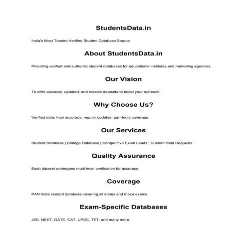 Students Database India | Students Database chennai | PDF