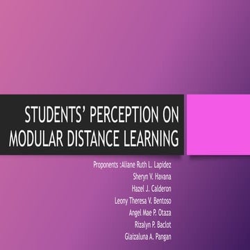 STUDENTS’ PERCEPTION ON MODULAR DISTANCE LEARNING.1.1.pptx