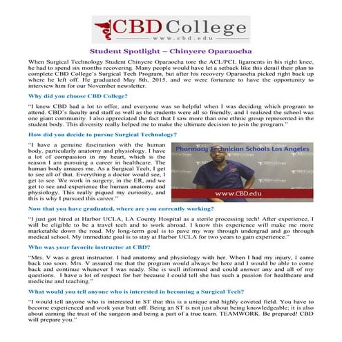 Student Spotlight – Chinyere Oparaocha | PDF