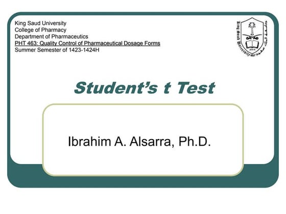 Student t test | PPT