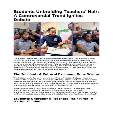 Students Unbraiding Teachers' Hair_ A Controversial Trend Ignites ...