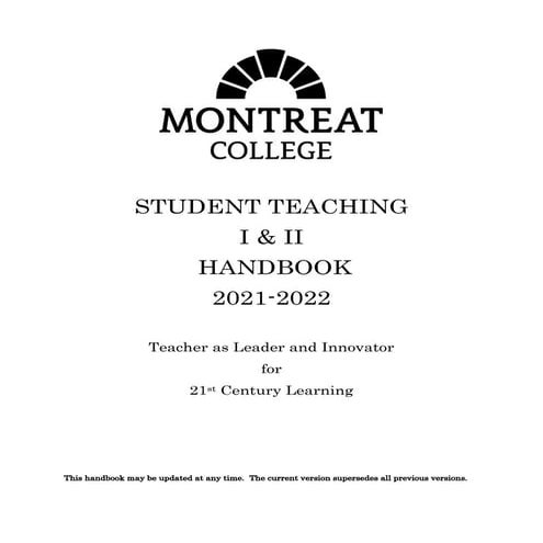 Student teaching i &amp; ii handbook 2021 2022 | PDF | Christianity ...