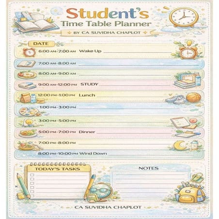 Student Time Table Planner Pdf Student S Time Table Planner Organize