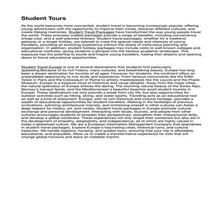Discover Europe: The Ultimate Student Travel Experience with Europe ...