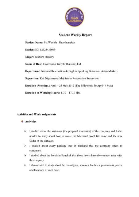 Student weekly report_4th | PDF