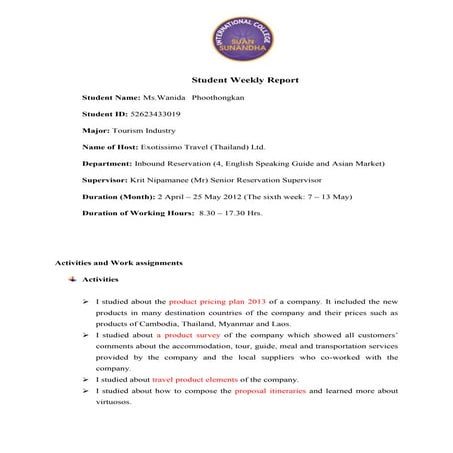 Student weekly report_6th | PDF