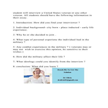 student will interview a United States veteran or any other veteran..docx