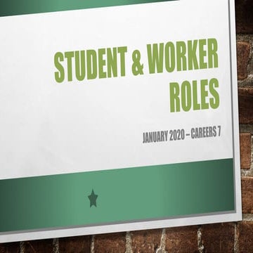 Student & Worker Roles - Careers 7 | PPT