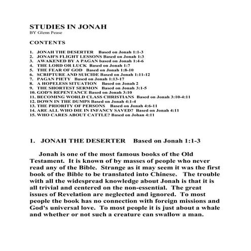Studies in jonah | PDF