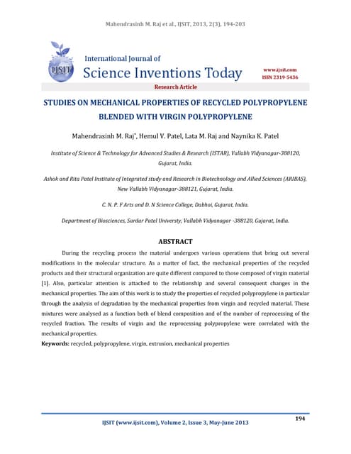 Biodegradable Polymer Project Report | PDF | Chemistry | Science