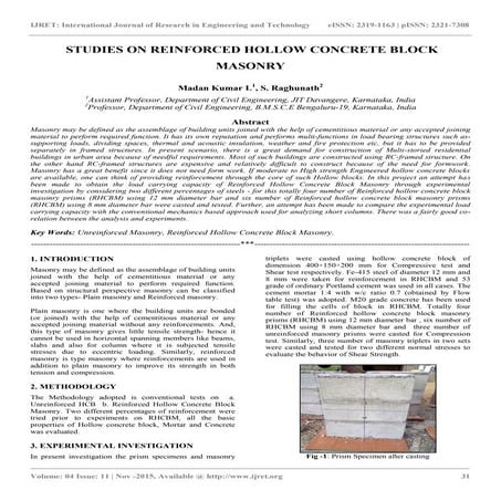 Studies on reinforced hollow concrete block masonry | PDF