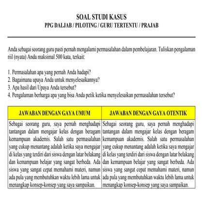 Studi Kasus PPG.pdf mamah dan pelaksanaan ppg dalam jabatan | PDF
