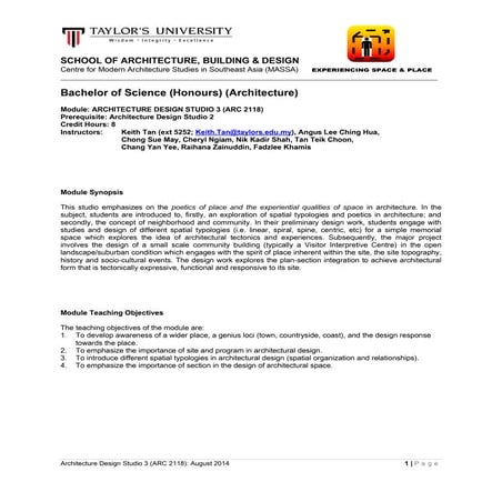 Studio 3 module outline (s1 2015) | PDF